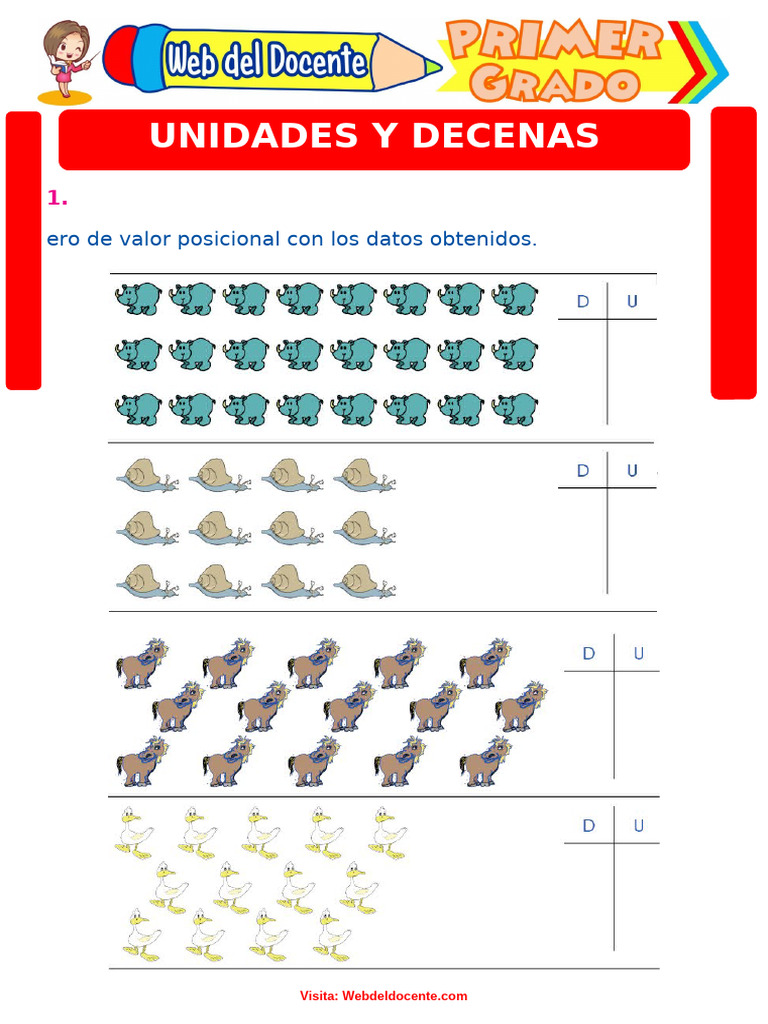 Unidades-y-Decenas-para-Primer-Grado-de-Primaria | PDF