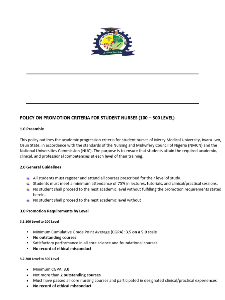 Nursing Student Promotion Criteria Policy | PDF | Health Care