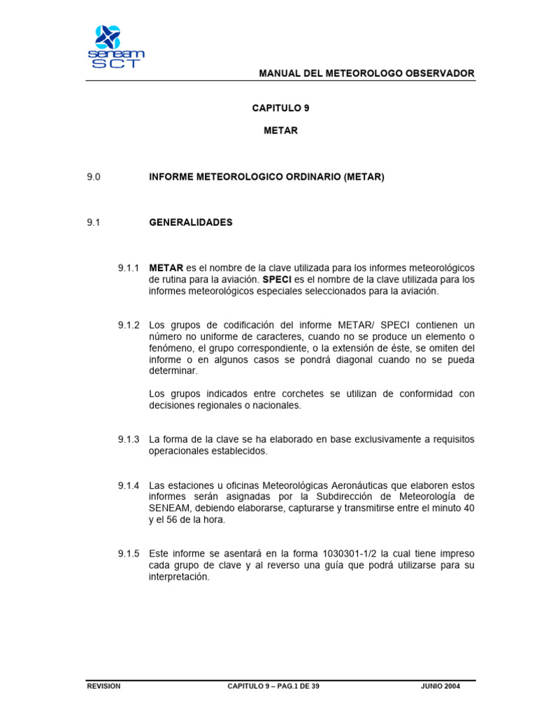 Informe Meteorológico METAR: Guía Completa | PDF | Granizo | Niebla