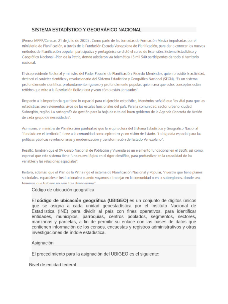 Código UBIGEO y Estructura Geográfica | PDF | Censo | Sistema de ...
