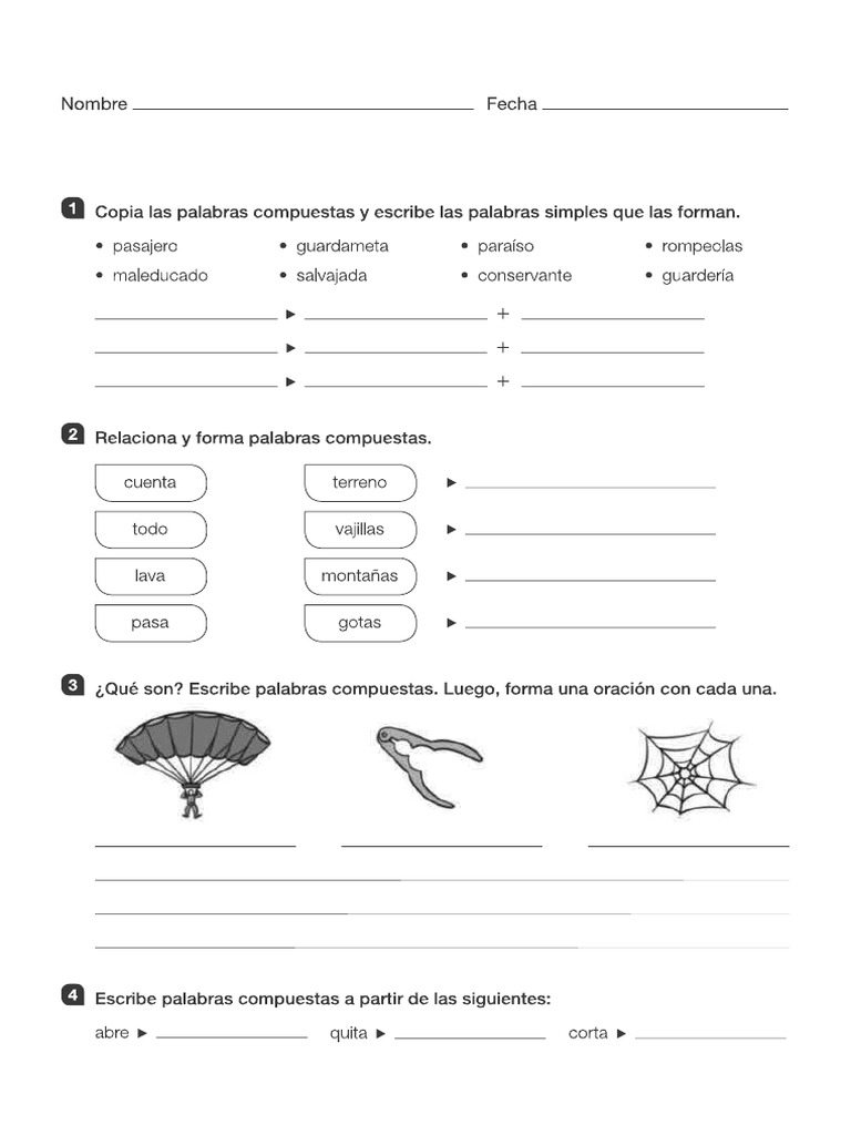 FICHA PALABRAS COMPUESTAS | PDF