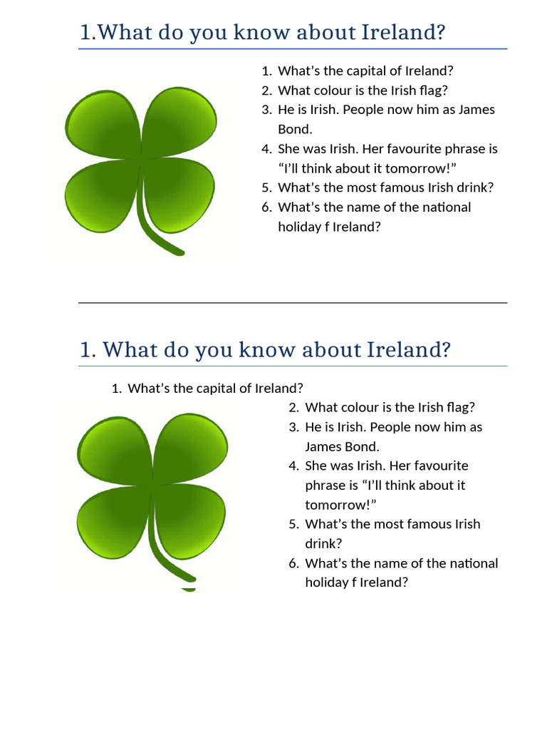 1-St Patrick's Day Quiz | PDF | Saint Patrick | Leprechaun