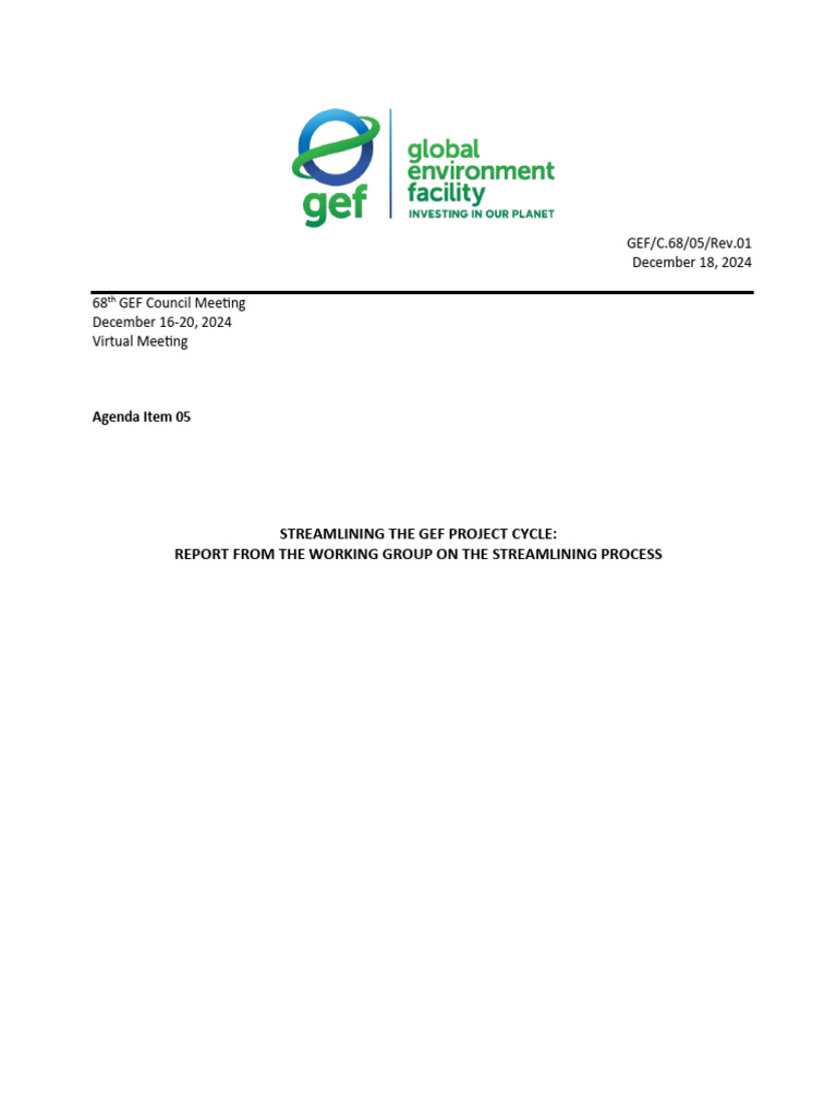 En GEF.68.05 Rev.01 Streamlining The GEF Project Cycle 0 | PDF | Global ...