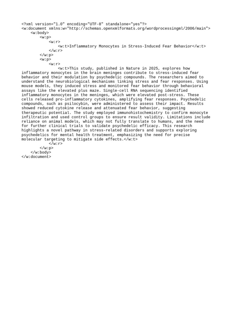 Inflammatory Monocytes in Stress-Induced Fear Behavior | PDF