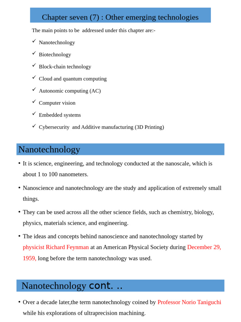Chapter 7 Other emerging technologies | PDF | Nanotechnology | Cloud Computing