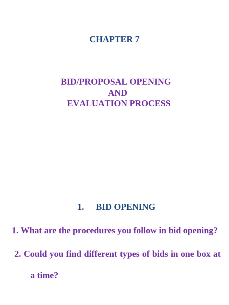 Bid or Proposal Opening | PDF | Evaluation | Prices