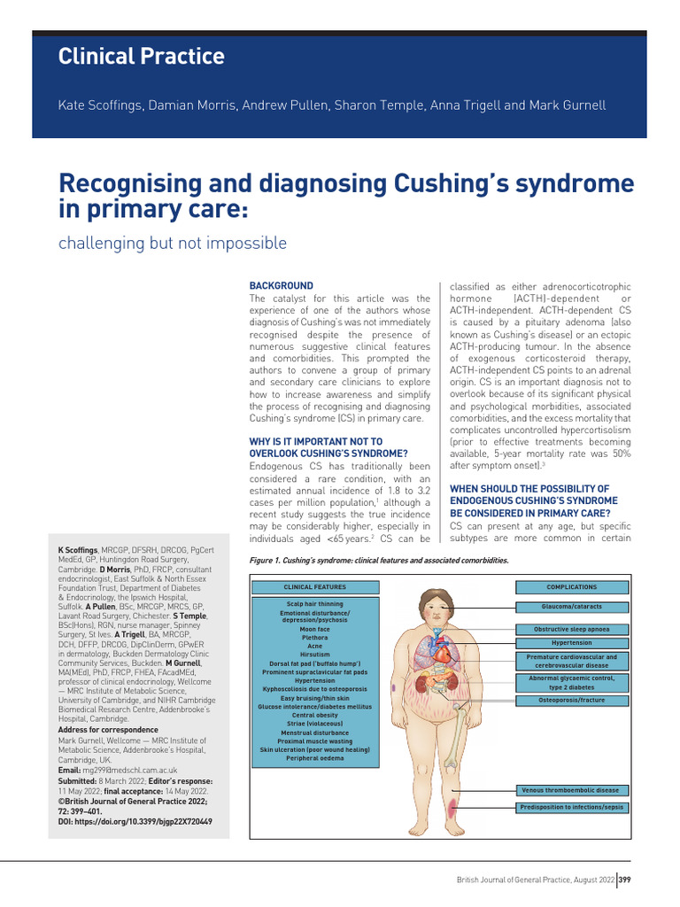Diagnostic Process of Cushing's For GP's | PDF | Endocrine Diseases ...
