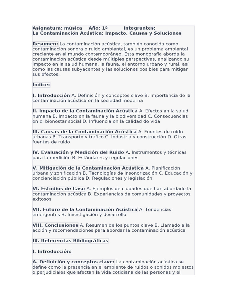 Contaminación Acústica: Impacto y Soluciones | PDF | ruido | Contaminación