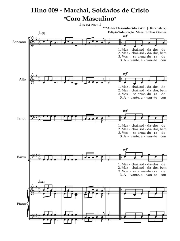 Hino 009 - Marchai Soldados - Coro | PDF