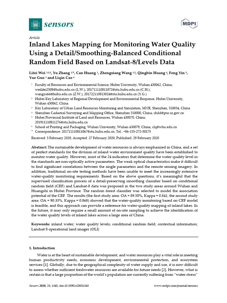 Inland Lakes Mapping For Monitoring Water Quality | PDF | Deep Learning ...