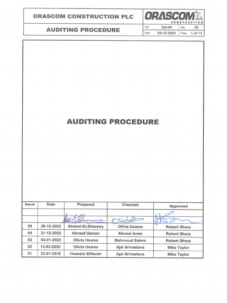QA-04 - Auditing Procedure Rev 05 | PDF | Audit | Auditor's Report