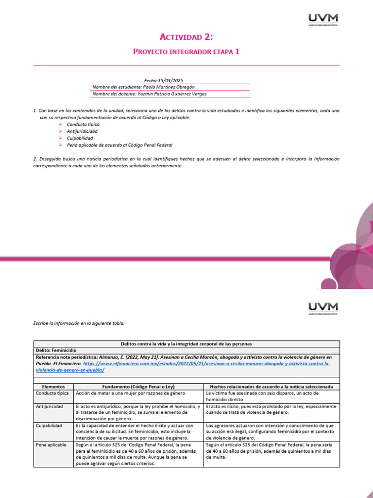 Actividad 2 Proyecto Integrador Estudio Particular de Los Delitos | PDF | Violencia | Crímenes