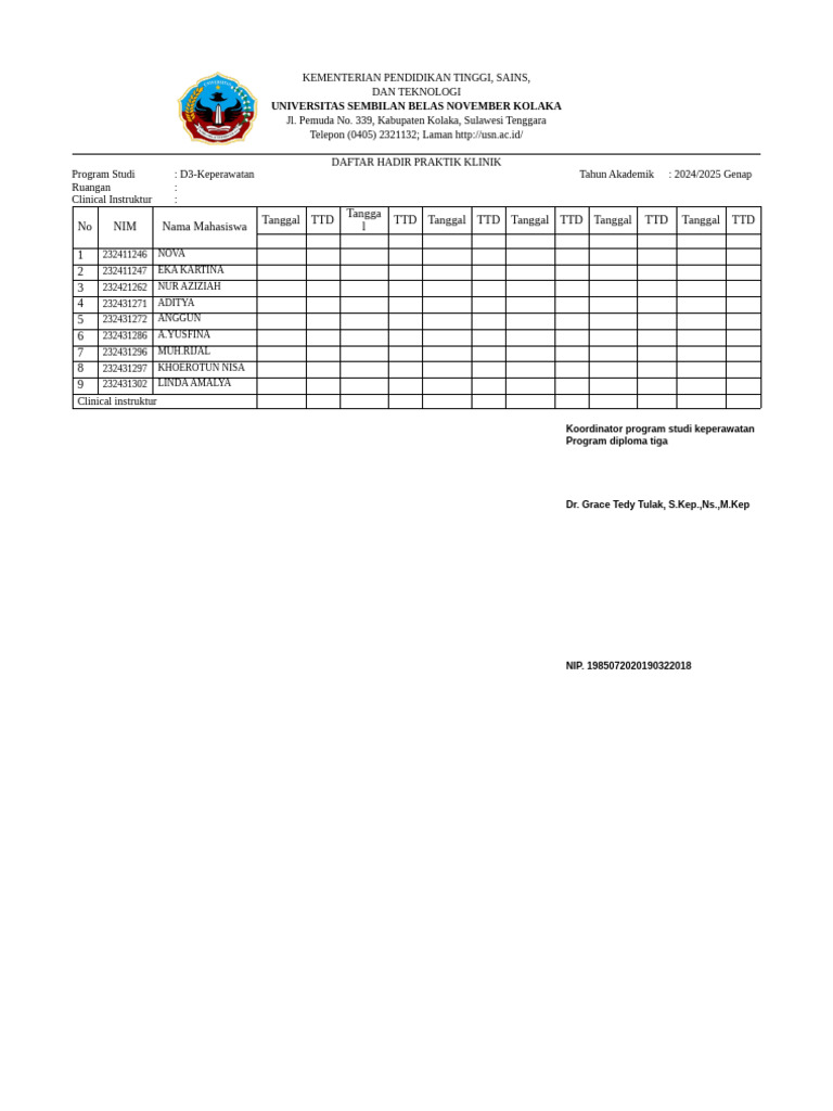 Form. Absen PKK | PDF
