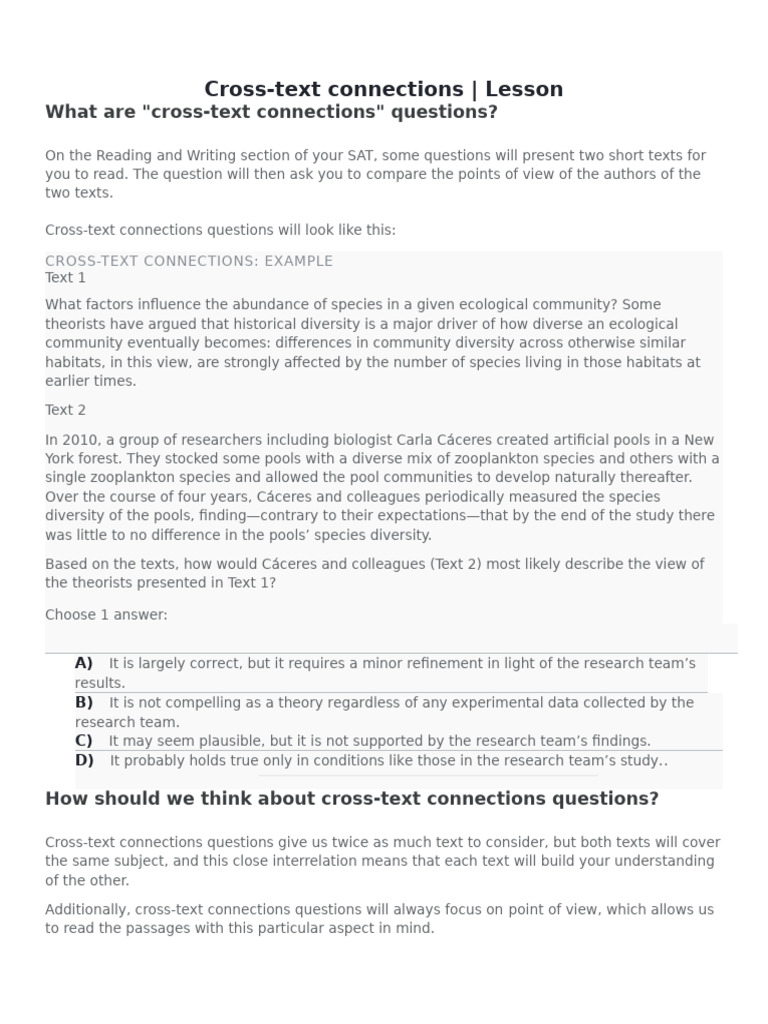 Cross Text Lesson Formatted | PDF | Species | Mind