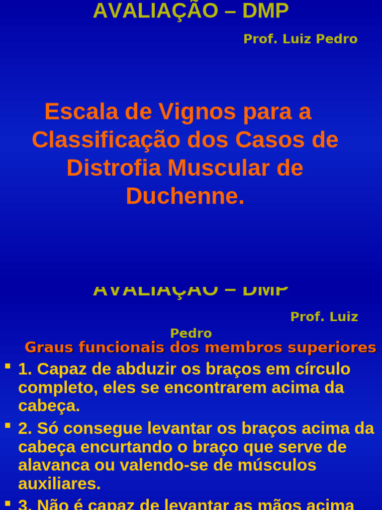 Escala de Vignos para Avaliação e Classificação Dos Casos de Distrofia ...