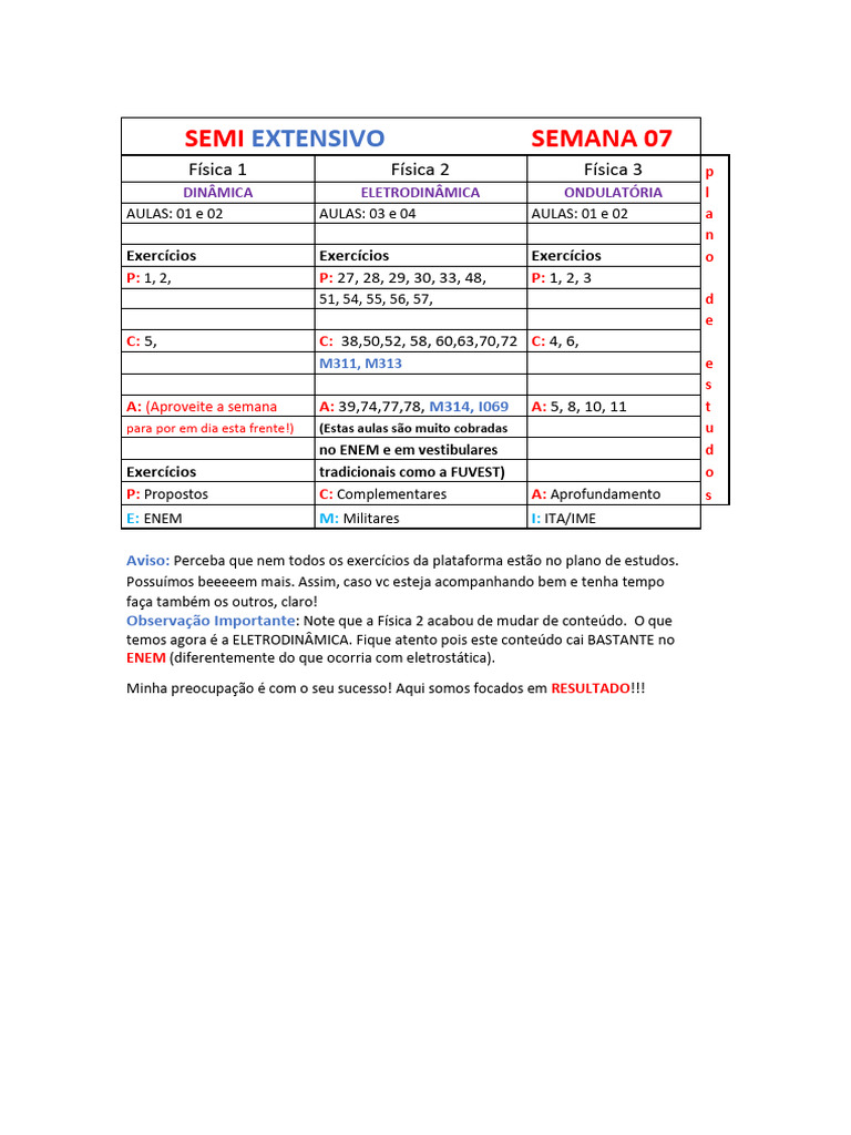 Semi Extensivo - P.E. - Semana 7 | PDF