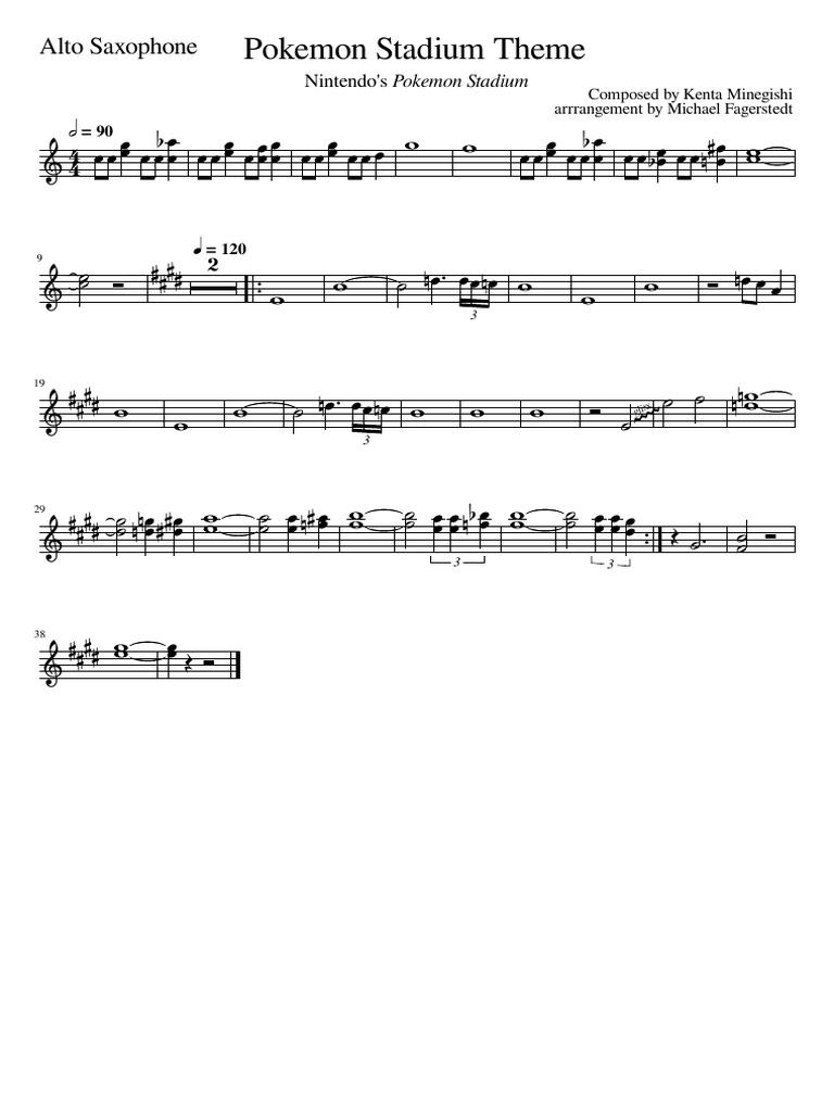 Alto Saxophone Arrangement: Pokémon Theme | PDF
