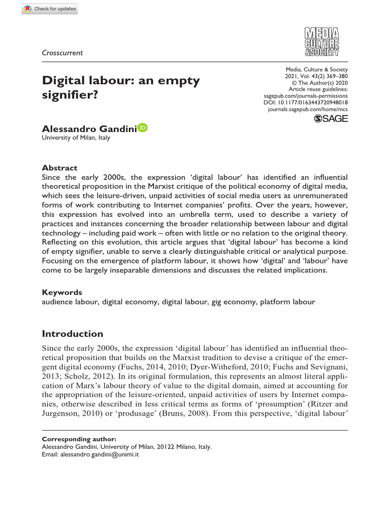Unpaid Digital Labor and Gendered Perspectives | PDF | Exploitation Of ...