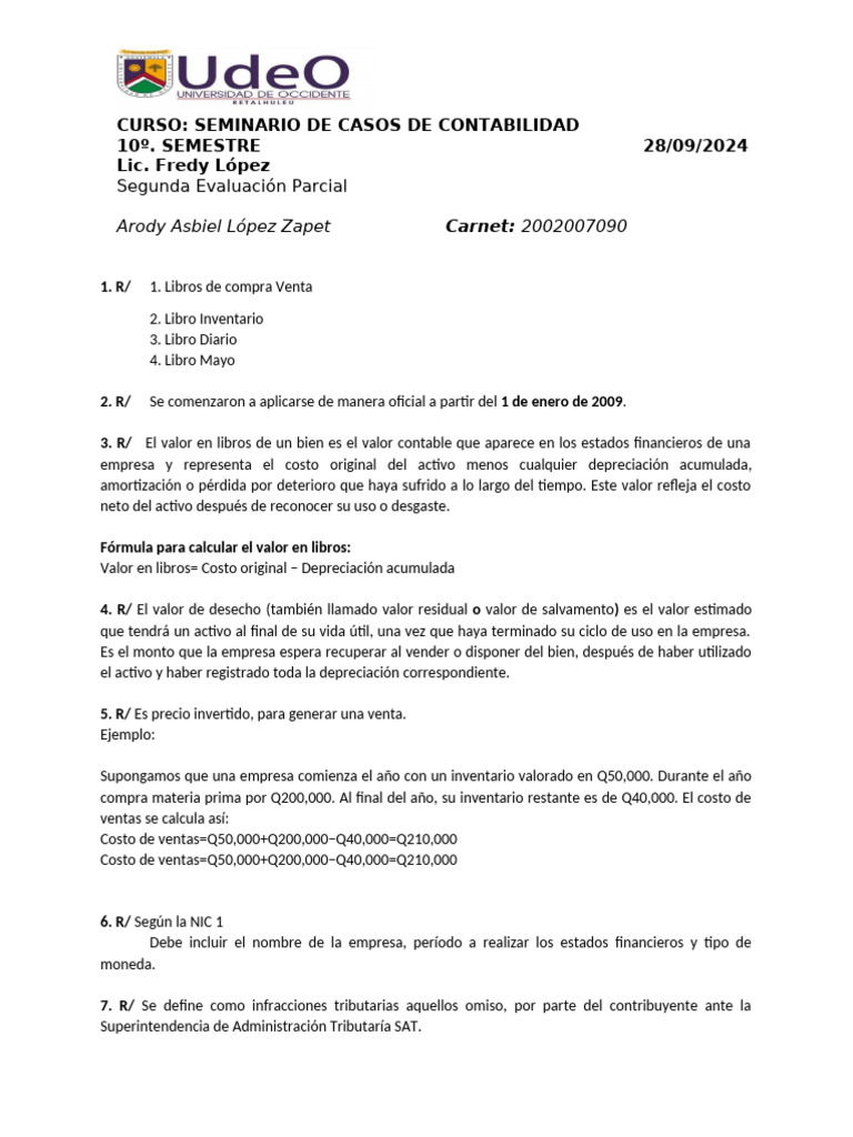 Exa Tributación Arody López | PDF | Depreciación | Impuestos