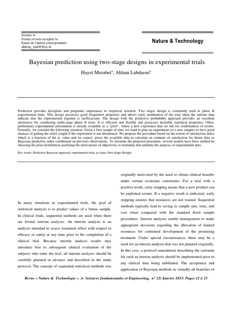 Bayesian Prediction Using Two Stage Desi | PDF | Bayesian Inference | Statistics