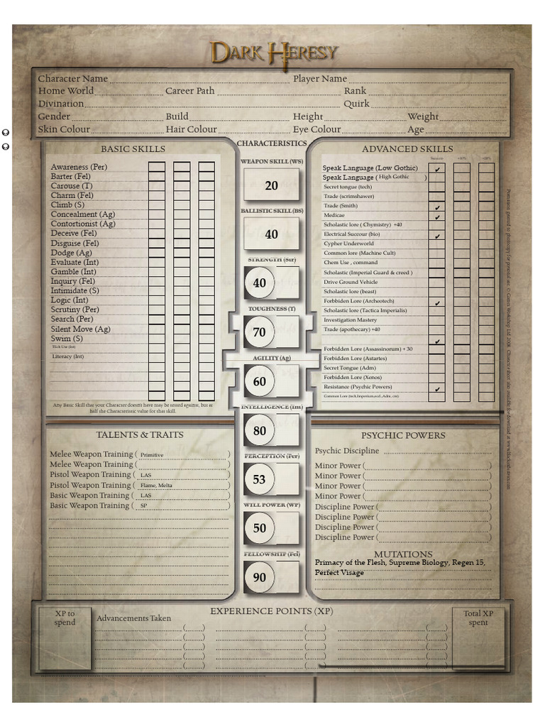 Writable PDF Dark Heresy | PDF