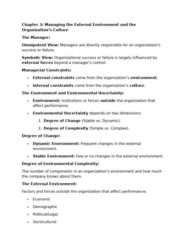 Chapter 3 external environment | PDF | Organizational Culture | Social Psychology