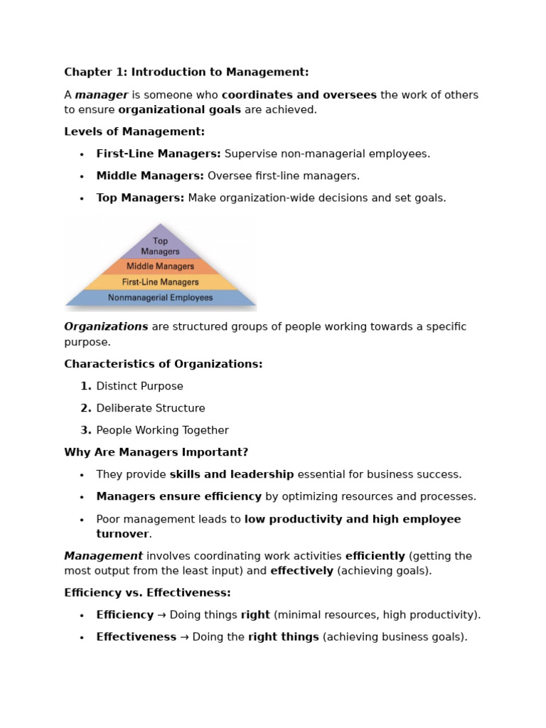 Chapter 1 Introduction To Management | PDF | Organizational Behavior ...