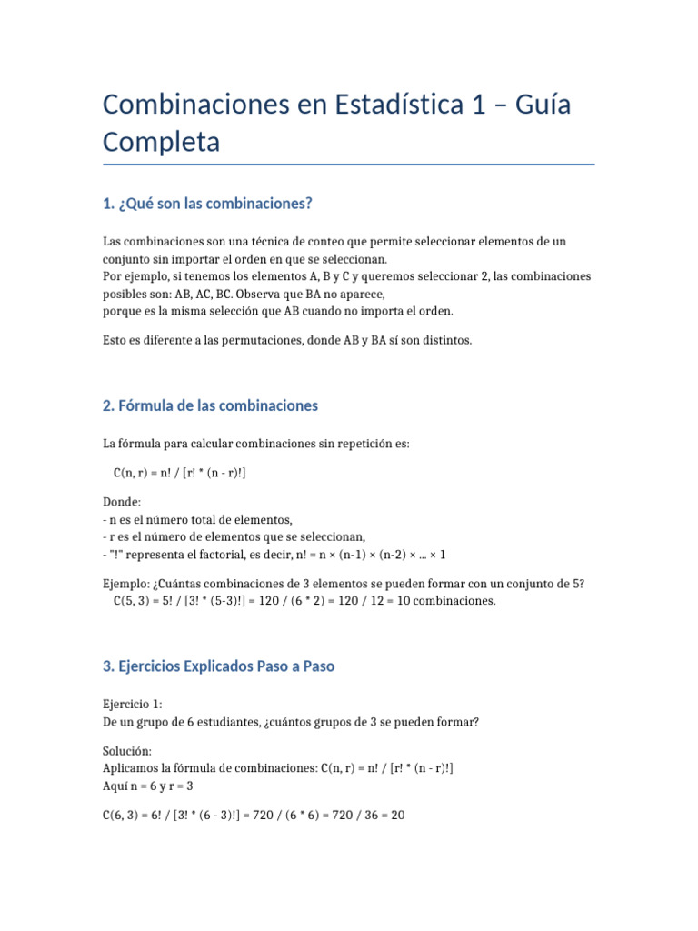 Combinaciones_Extendidas_Con_Ejercicios | PDF | Matemáticas discretas | Combinatoria