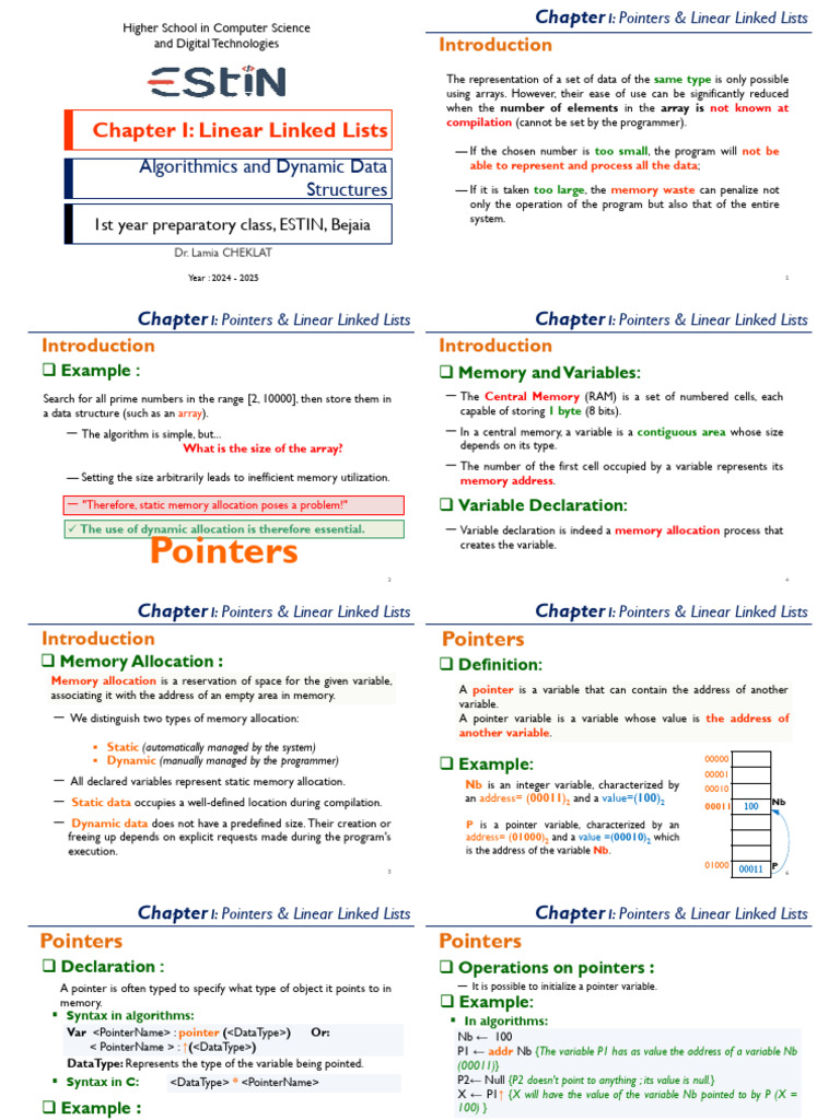 Pointers and Linear Linked Lists | PDF | Pointer (Computer Programming) | Data