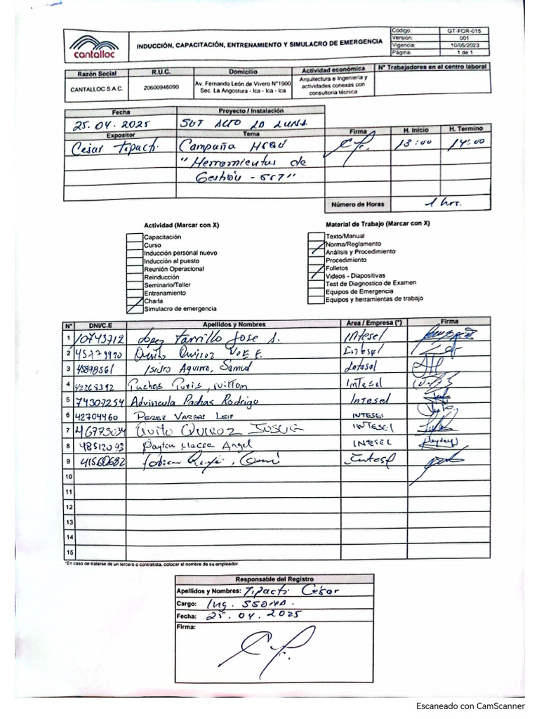 Registro Campaña HSQE | PDF