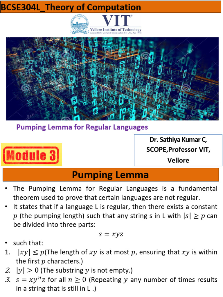 5-Pumping Lemma For Regular Language-03-02-2025 | PDF | Syntax (Logic) | Mathematics