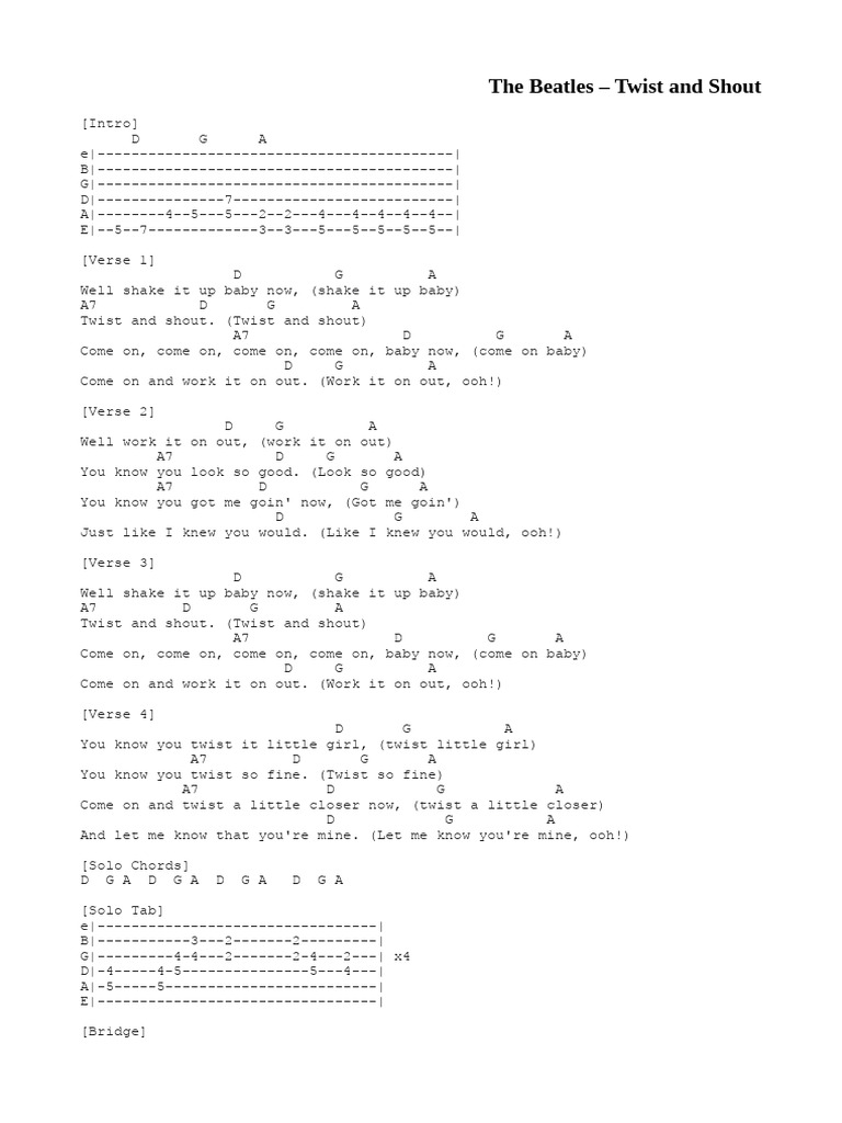 The Beatles - Twist and Shout | PDF | Musical Compositions | Music Industry