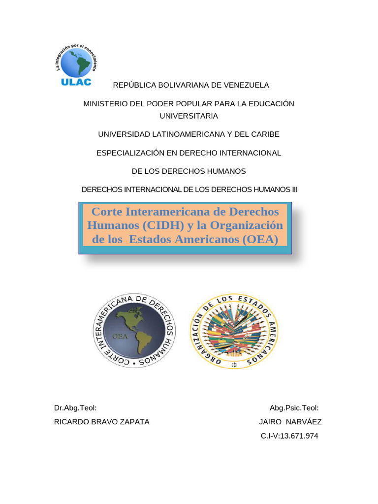 Ensayo Corte Interamericana de Los Derechos Humanos y La Oea | PDF | Derechos humanos | Ciencias ...