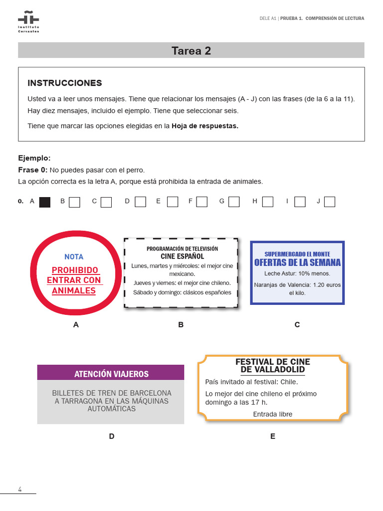 DELE A1: Comprensión de Lectura | PDF
