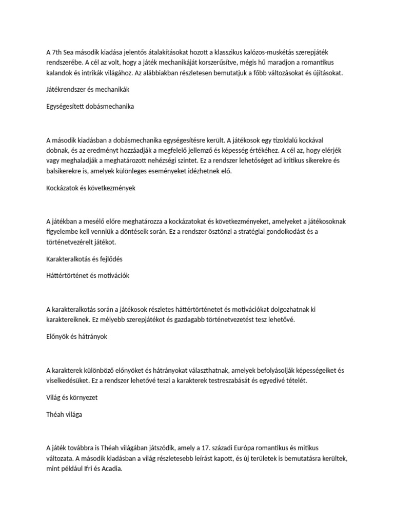 7th Sea 2e RPG Ismertető | PDF
