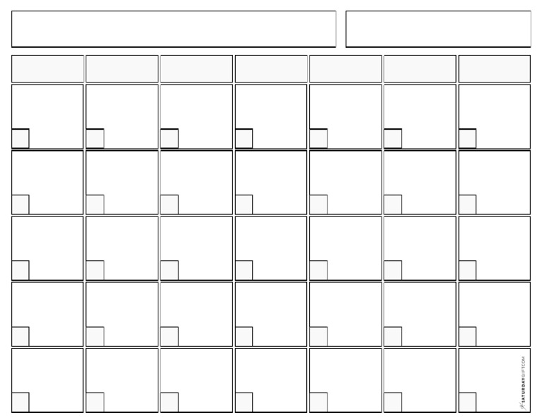 Blank Calendar Pages Landscape Layout SaturdayGift | PDF