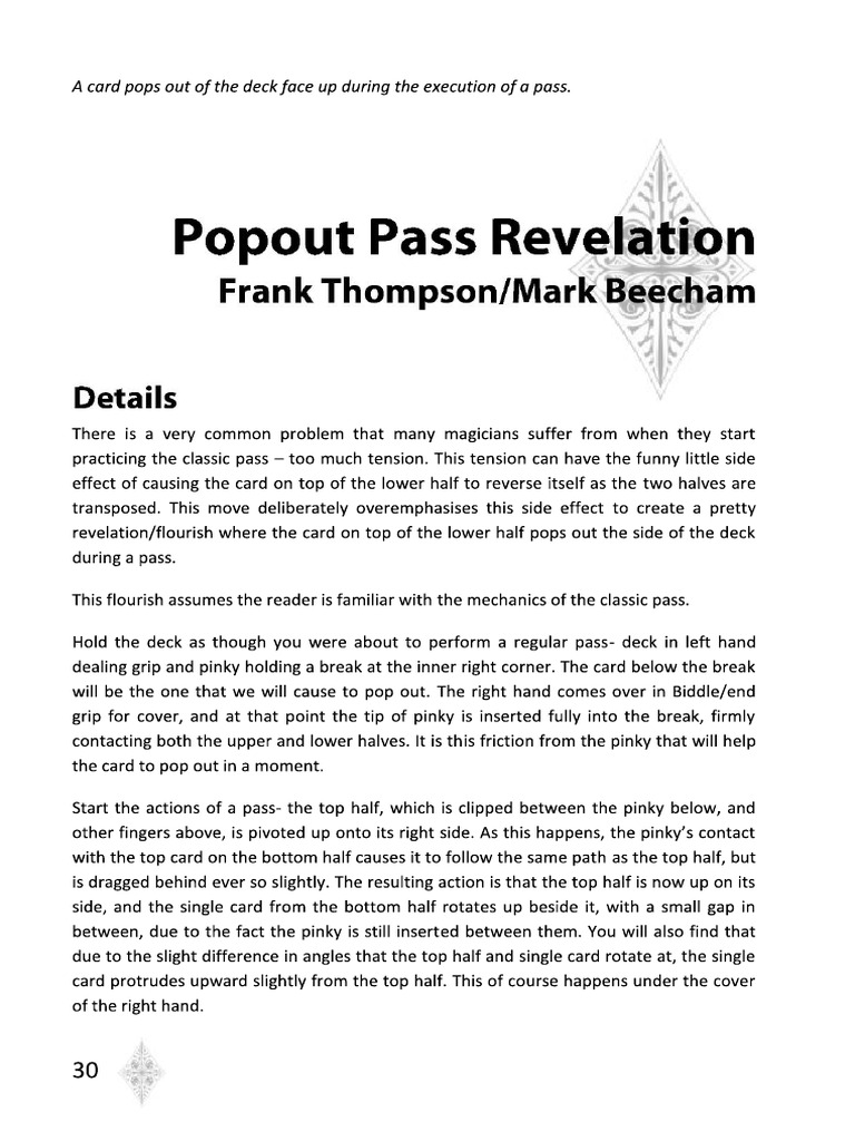 PopOut Pass Revelarion, From Mark Beecham and Neil Stirton - The Nine ...