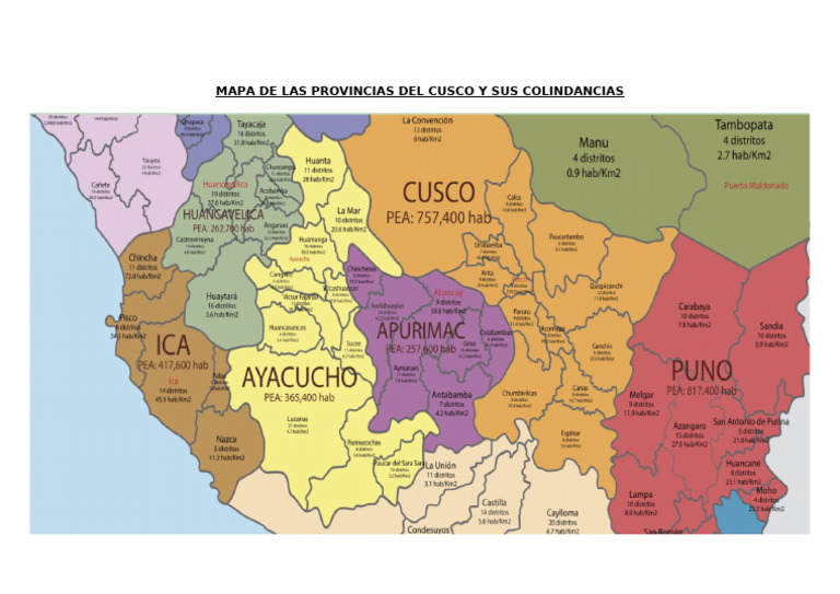 Mapa de Las Provincias Del Cusco y Sus Colindancias | PDF