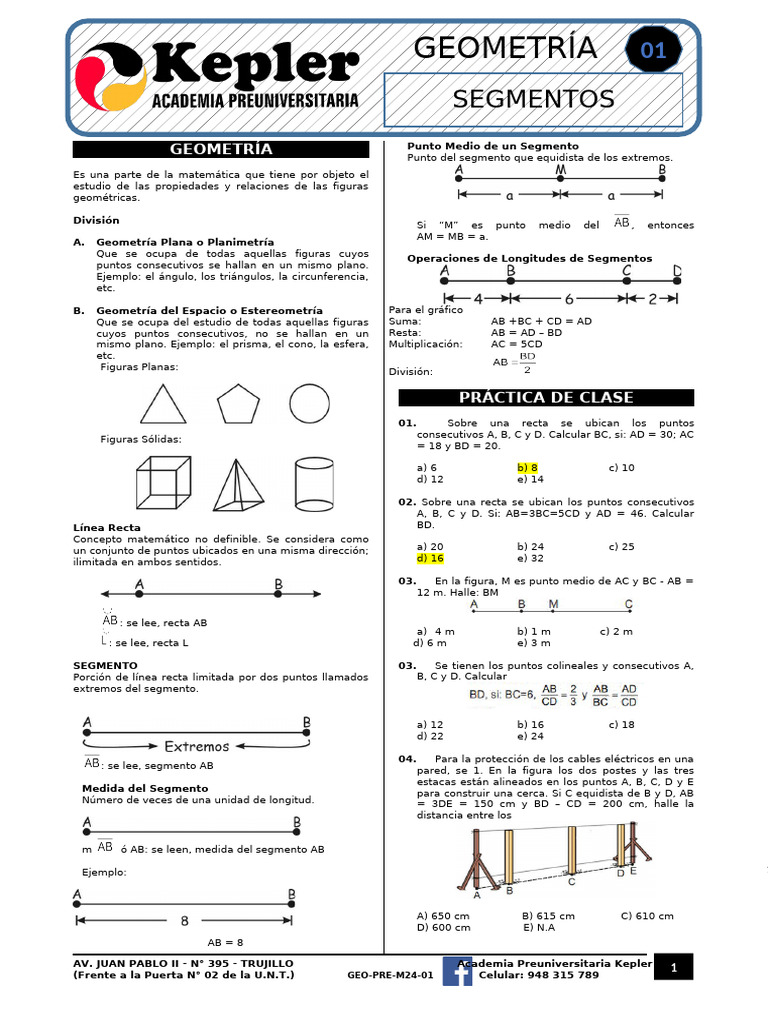 GEO-PRE-M24-01 (TP - 1er Compendio - 01 al 08) Percy Torres - BIC (2) | PDF | Triángulo | Geometría
