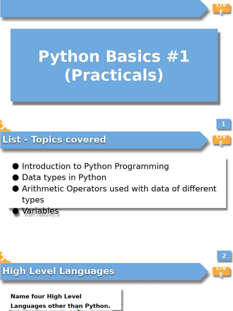 003 - 12-05-2020 Python Basics#1 Practicals Live | PDF | Python ...