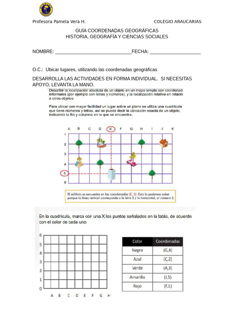 Guía de Coordenadas Geográficas 4° Básico | PDF