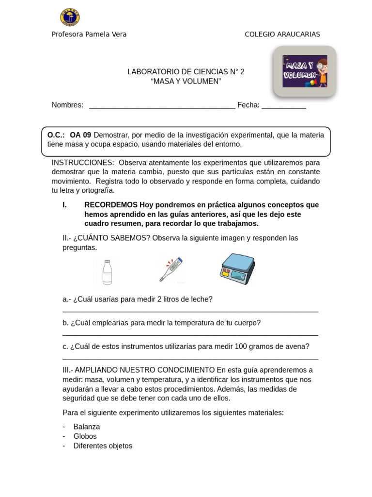 Experimentos de Masa y Volumen con Globos | PDF | Masa | Volumen