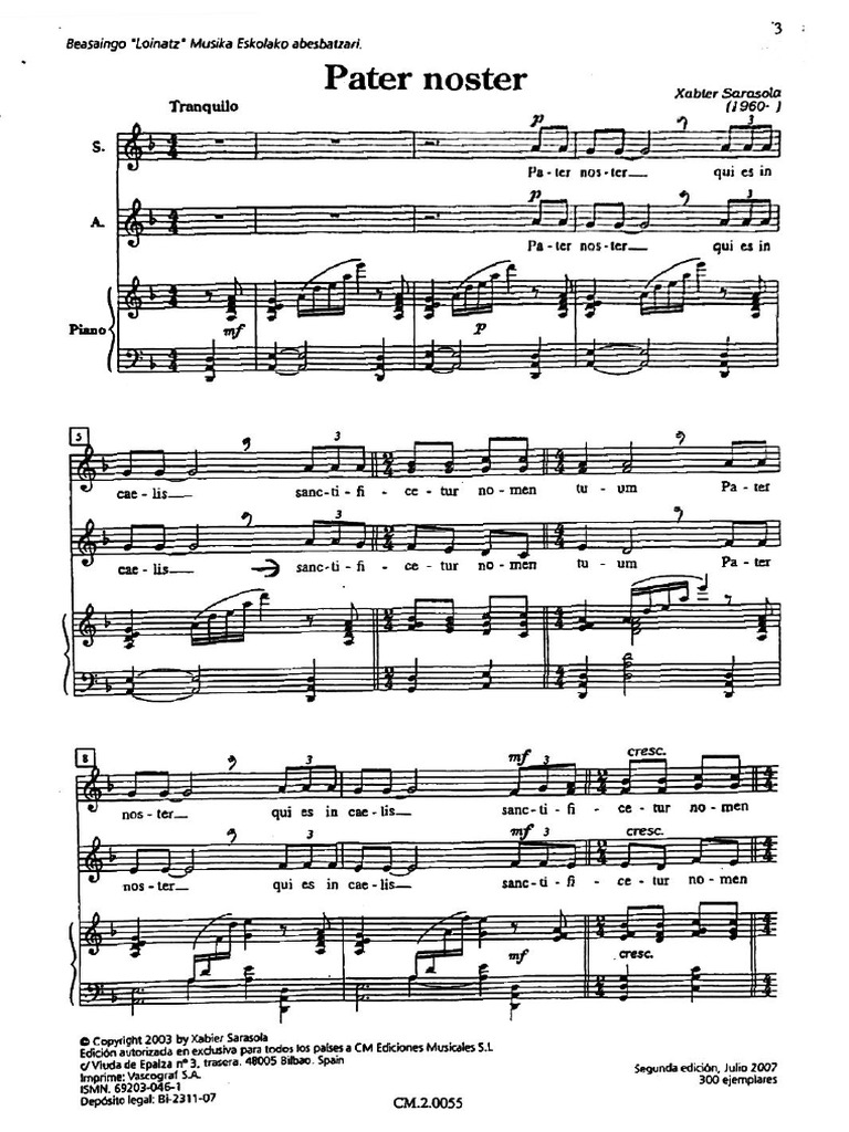 Pater Noster - Xavier Sarasola | PDF