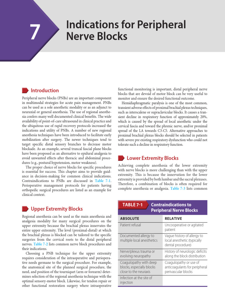 Peripheral Nerve Blocks: Indications & Techniques | PDF | Anesthesia ...