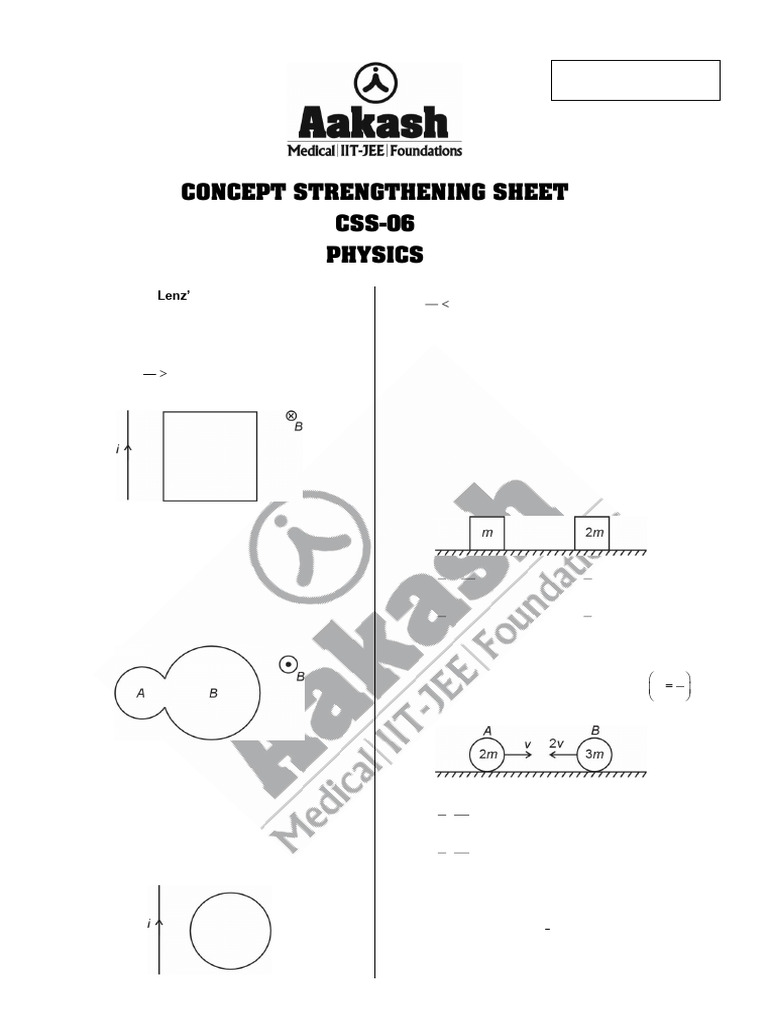 Concept Strengthening Sheet CSS 06 Based On CST 11& 12 Code A Physics | PDF | Thermal Expansion ...