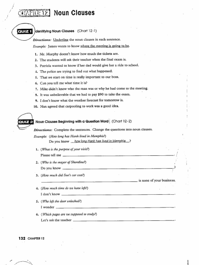 Noun Clauses Exercises | PDF