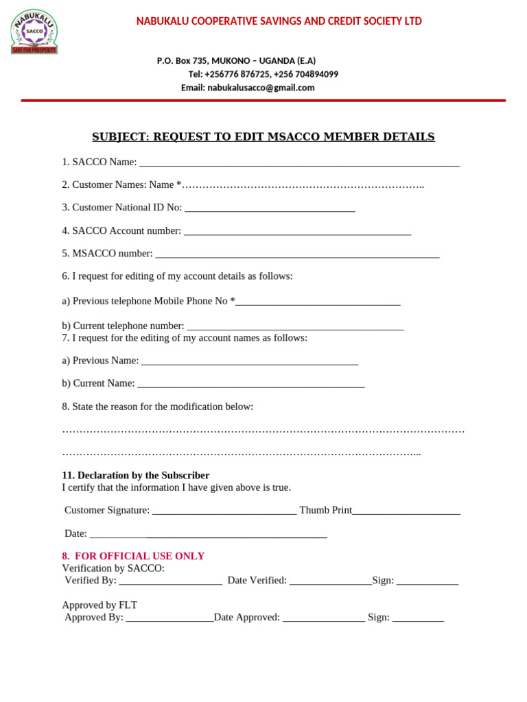 Msacco Modification Letter | PDF