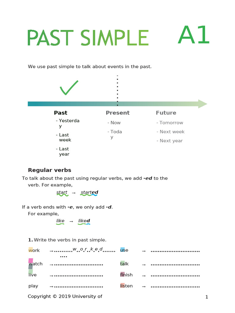 Past Simple A1 Students Worksheet | PDF | Linguistic Morphology | Grammar