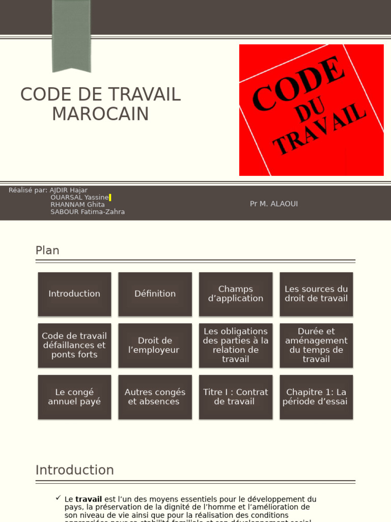 Code de Travail Marocain | PDF | Salaires | Temps de travail
