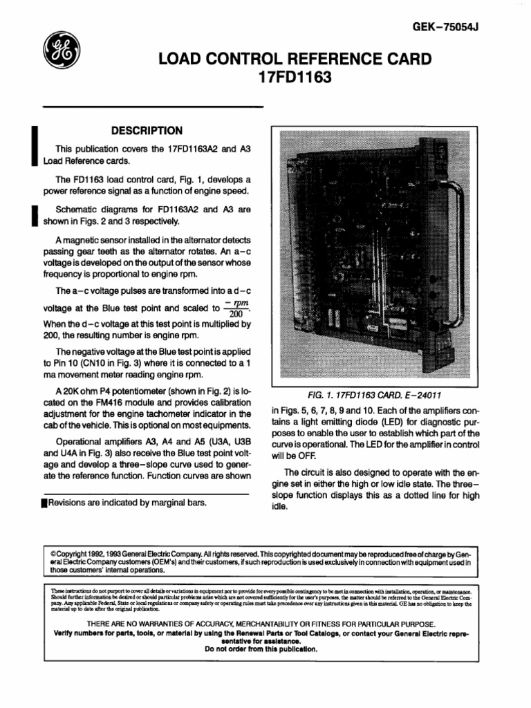 11 GEK - 75054J 17FD1163 Card | PDF